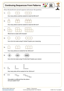 Continuing Sequecnes from Patterns Worksheet | Fun and Engaging PDF ...