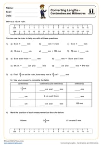 Converting Lengths - Centimetres and Millimetres Worksheet | Key Stage ...