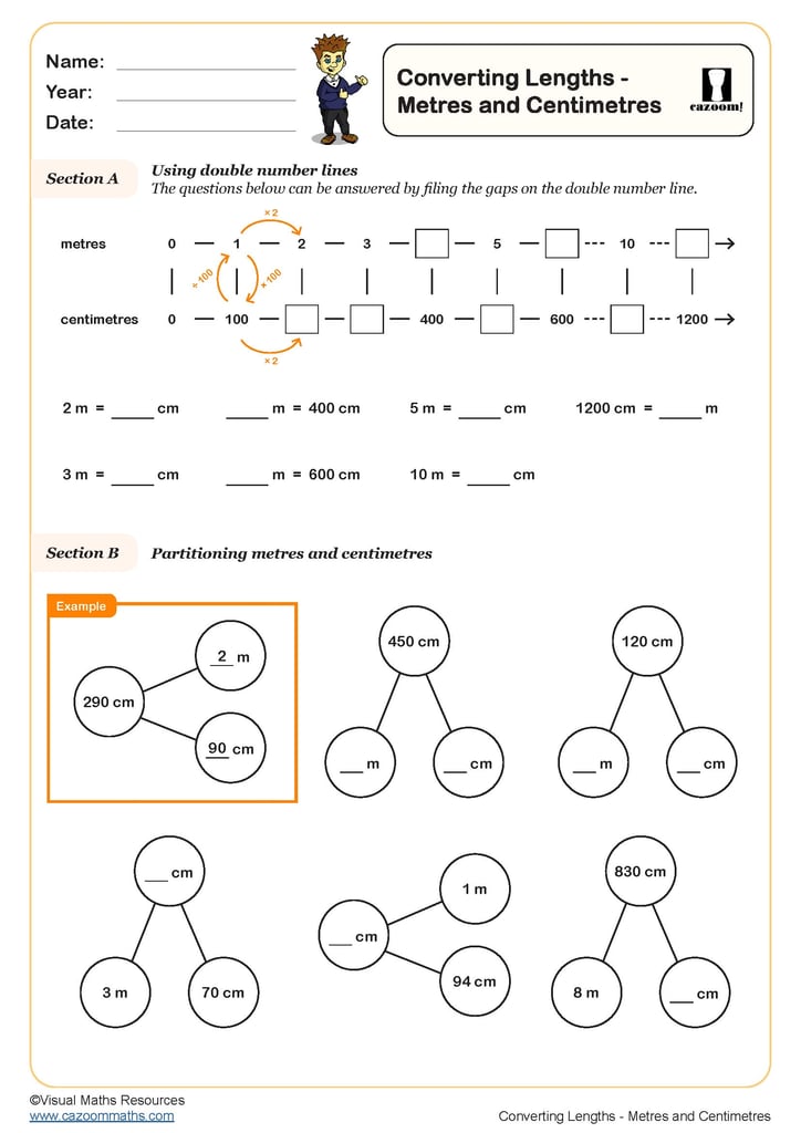 Converting Lengths - Metres and Centimetres Worksheet | Fun and ...