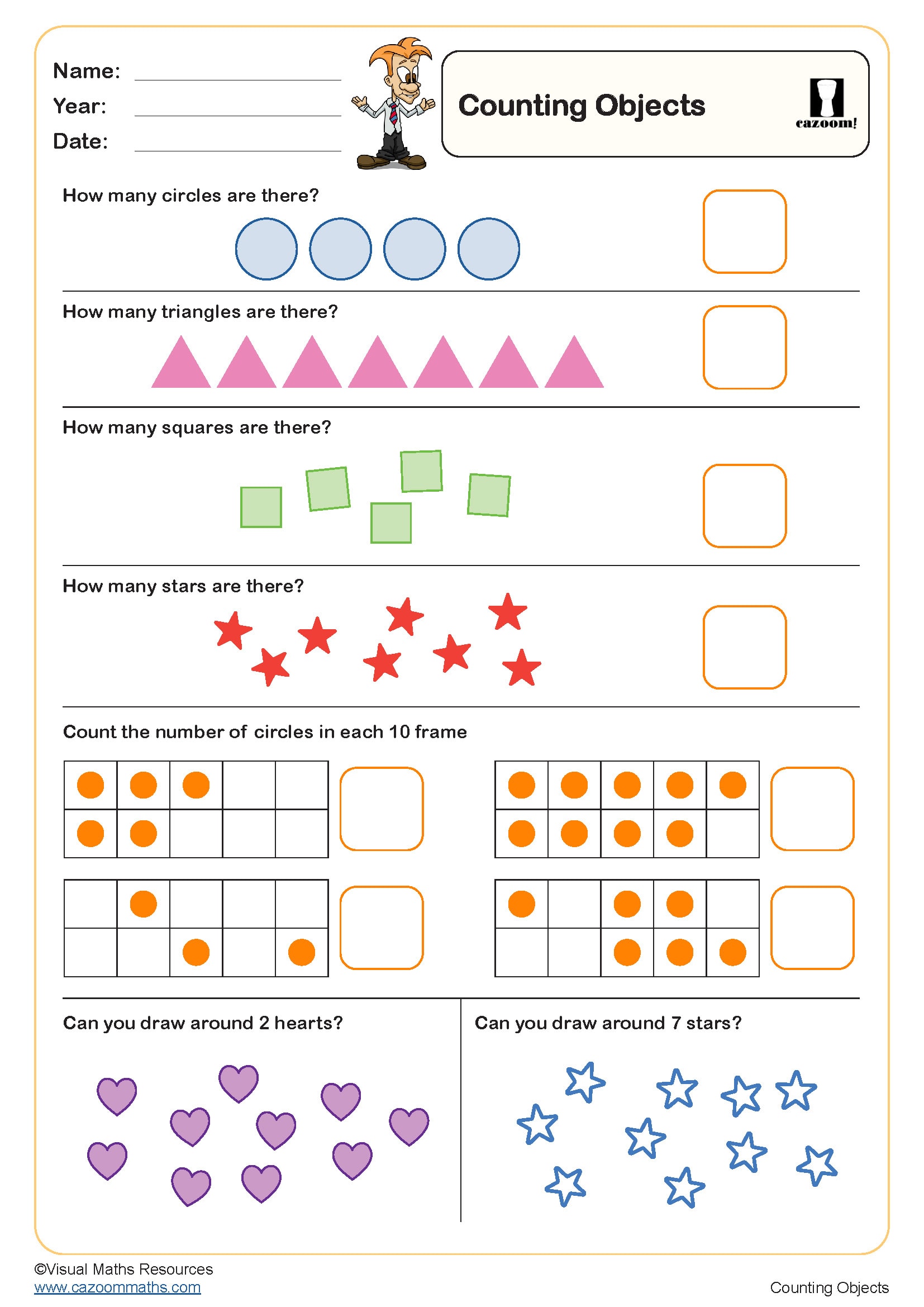 Numerals and Words (up to 10) Worksheet | PDF printable Number Worksheets