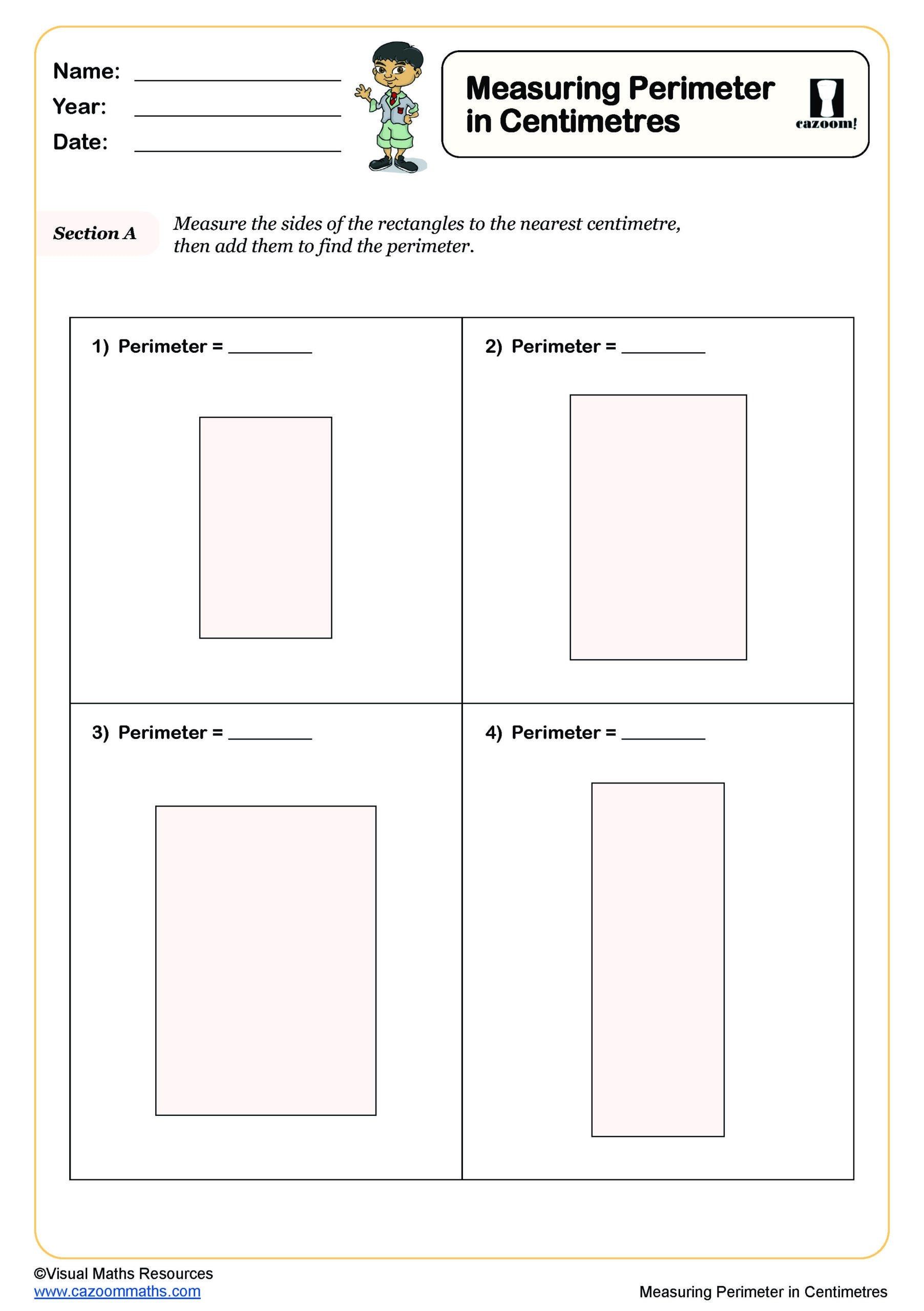 Measuring Perimeter in Centimetres Worksheet | Fun and Engaging Year 3 ...