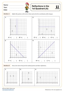 Reflections in the 1st Quadrant (B) Worksheet | Fun and Engaging Year 5 ...