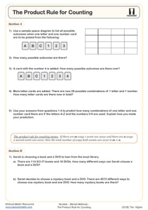 The Product Rule for Counting Worksheet | Printable PDF Worksheets