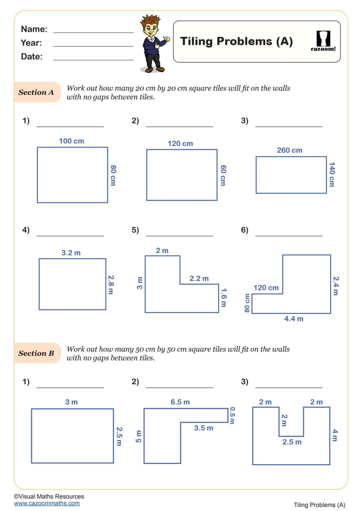 Tiling Problems (A) Worksheet | Key Stage 2 PDF Measurement Worksheets