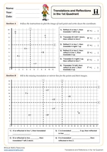 Translations and Reflections in the 1st Quadrant Worksheet | PDF ...