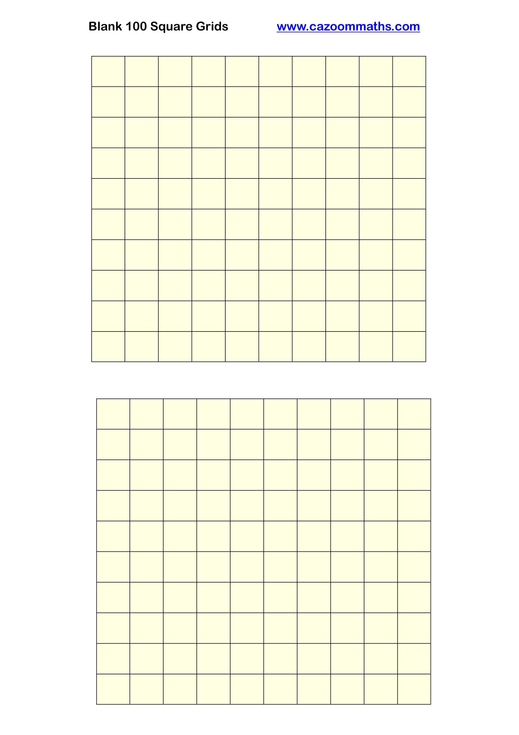 Blank 100 Square Grid | FREE Teaching Resources