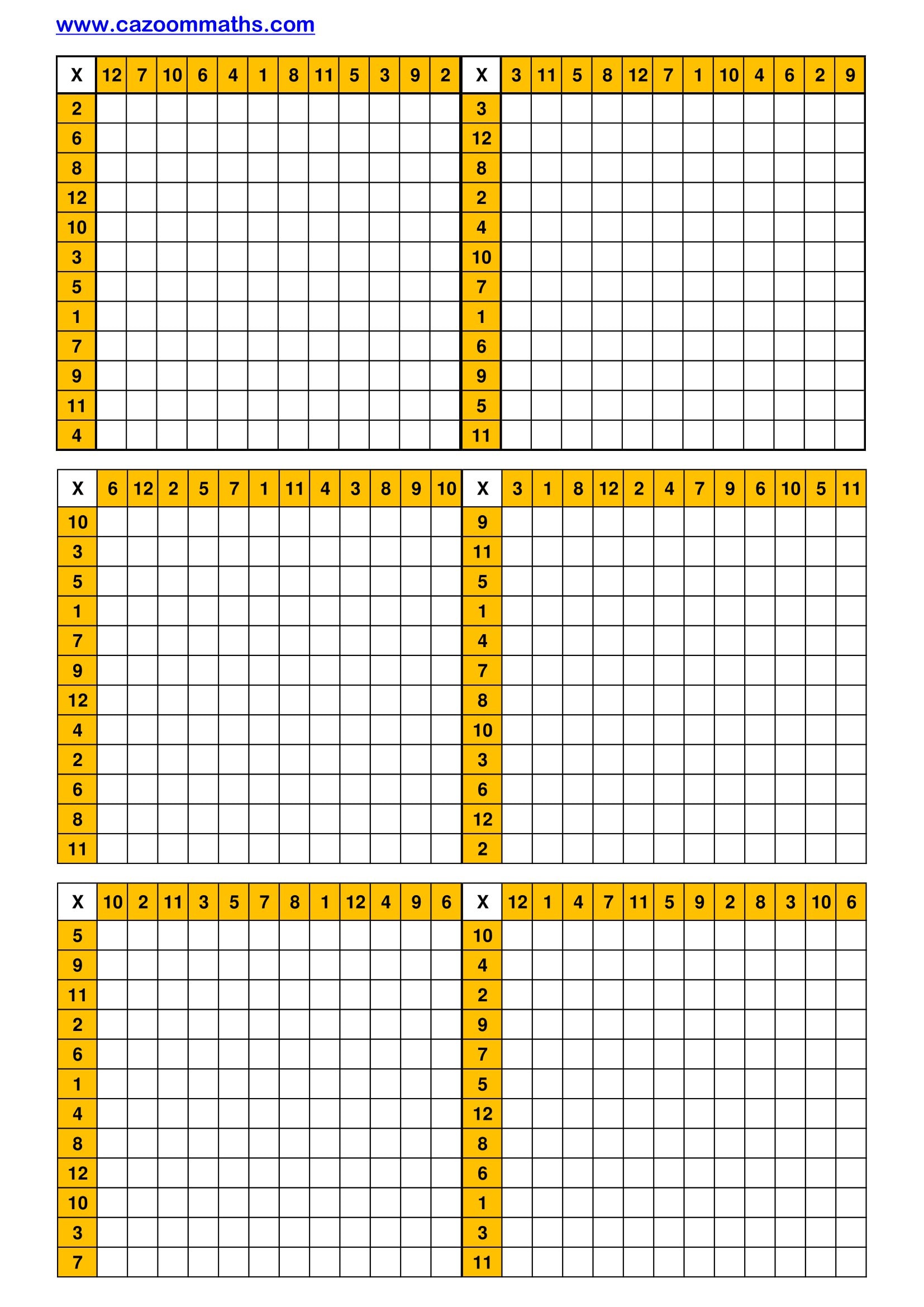 Blank Times Table Grids | FREE Teaching Resources