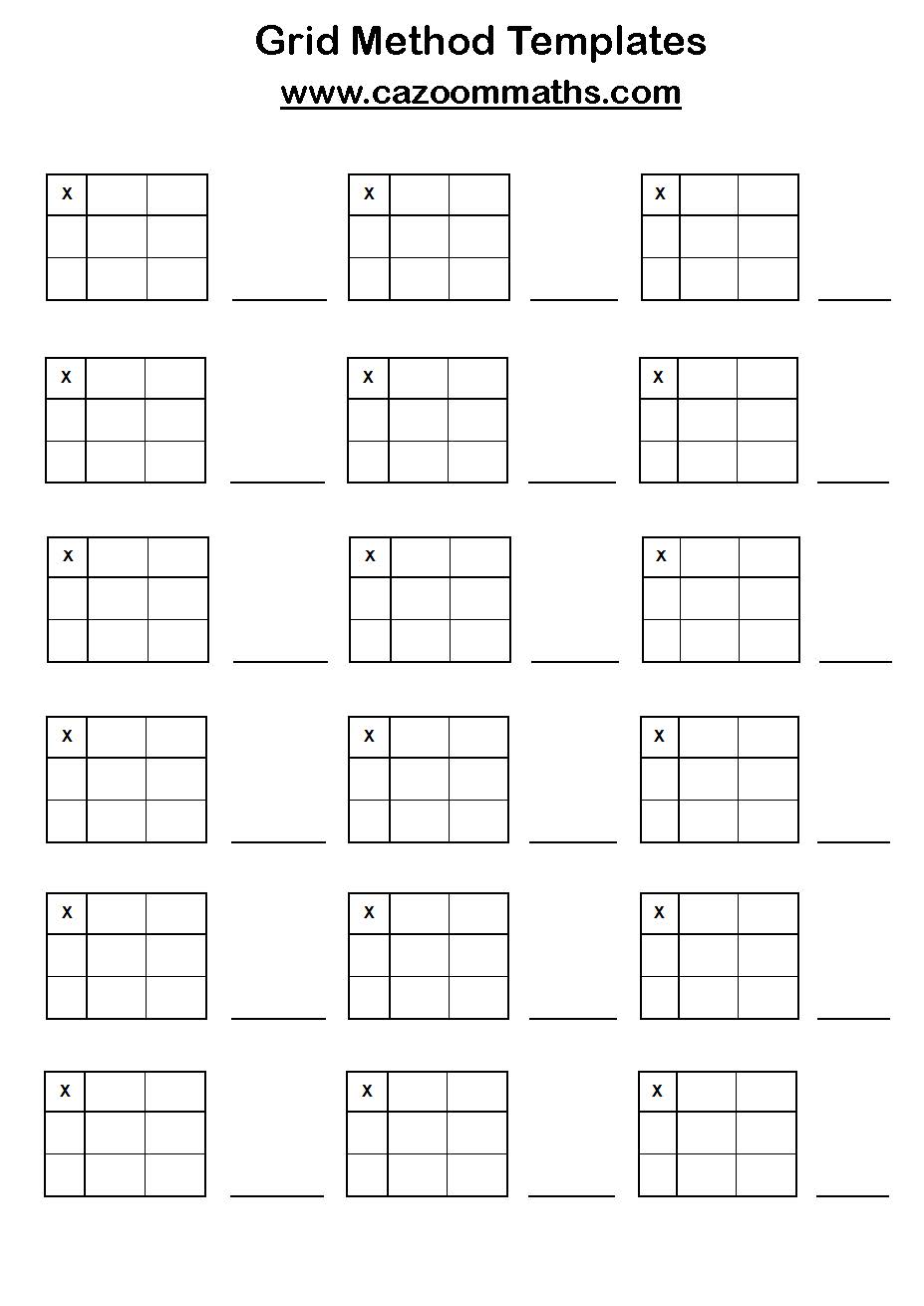 Grid Method Templates | FREE Teaching Resources