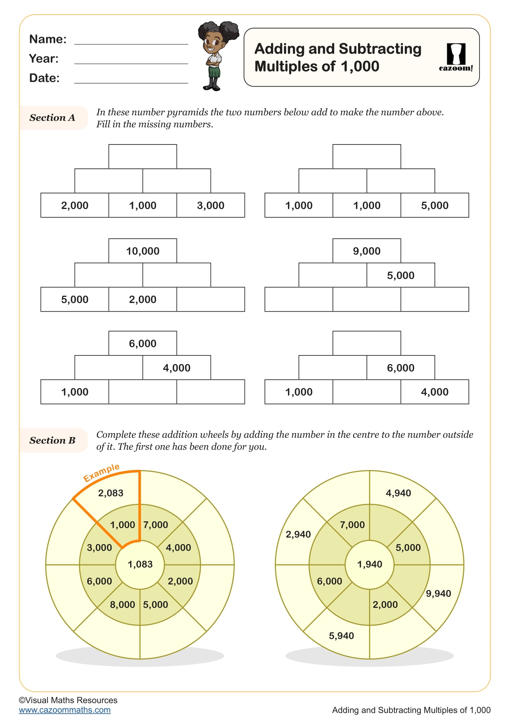 Adding and Subtracting Multiples of 1,000 | KS2 Addition Worksheet