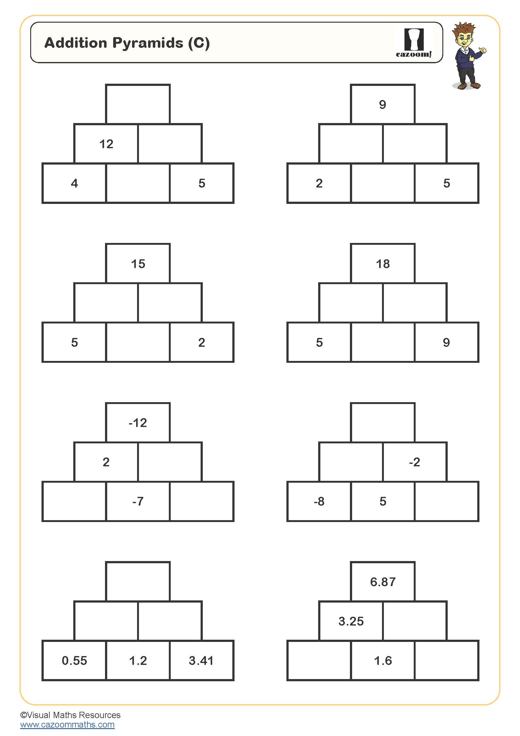 Addition Pyramids (C) Puzzle | FREE Teaching Resources