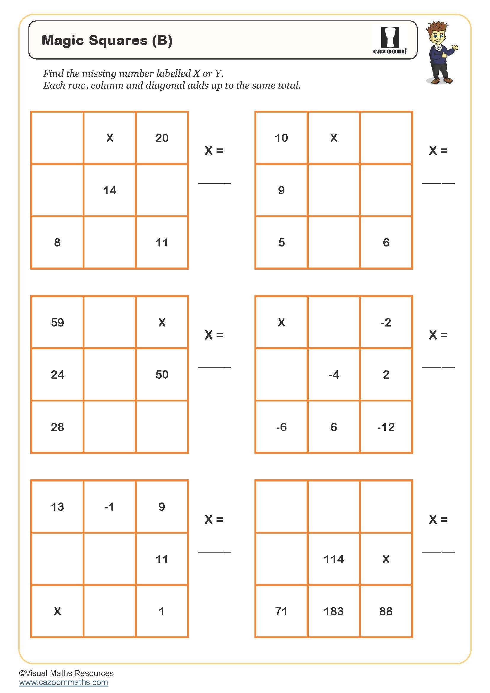 Magic Squares (B) Puzzle | FREE Teaching Resources