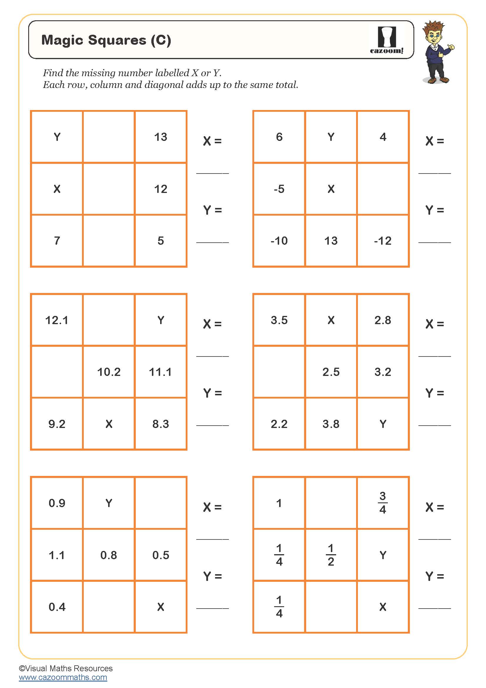 Magic Squares (C) Puzzle | FREE Teaching Resources