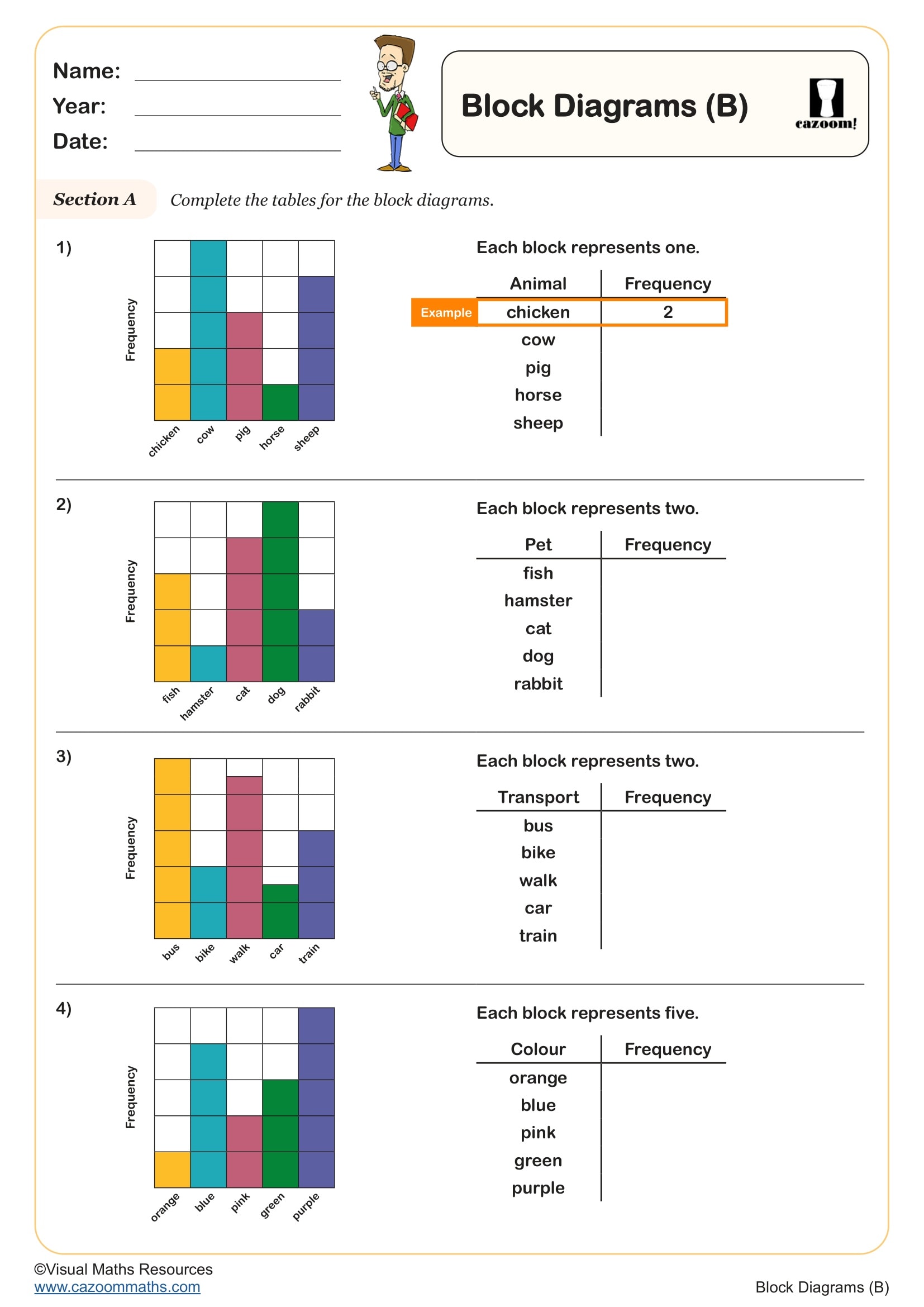 Block Diagrams (B) | Fun and Engaging Year 1 Statistics Worksheet