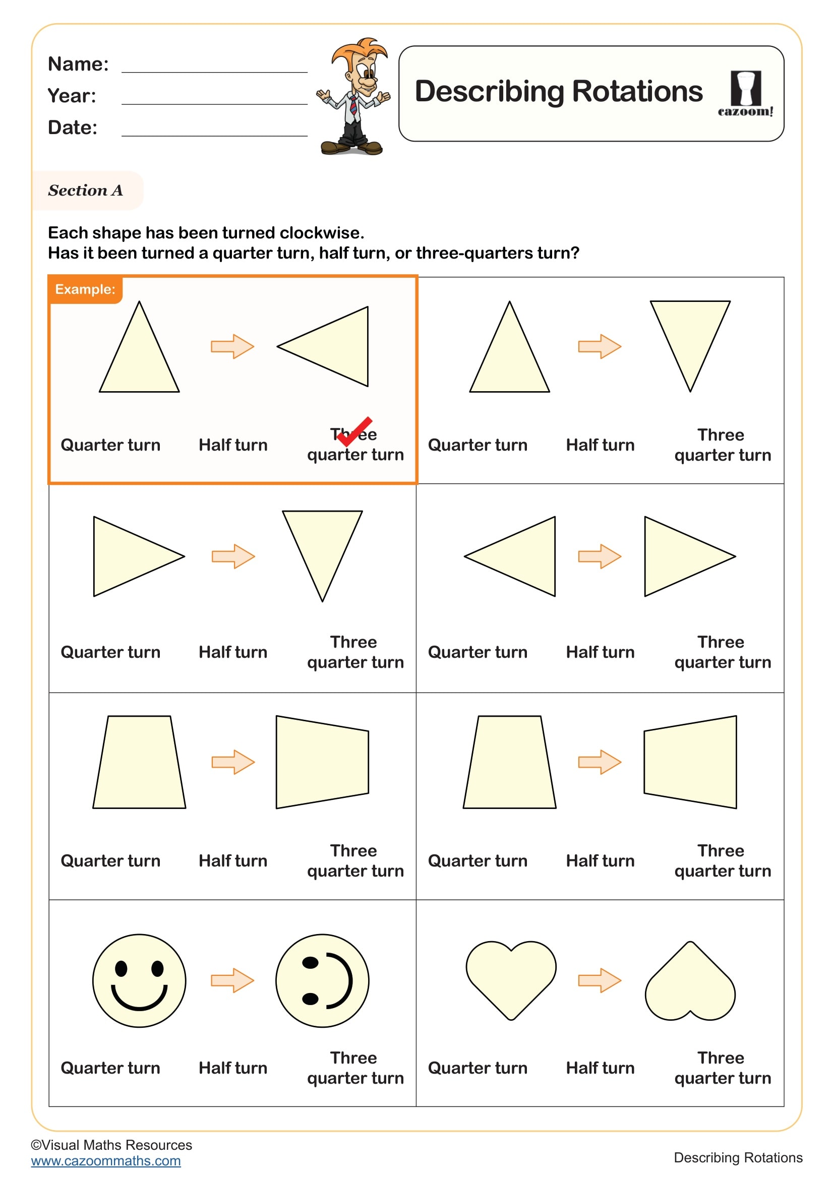 Describing Rotations | Fun and Engaging Year 1 Geometry Worksheet