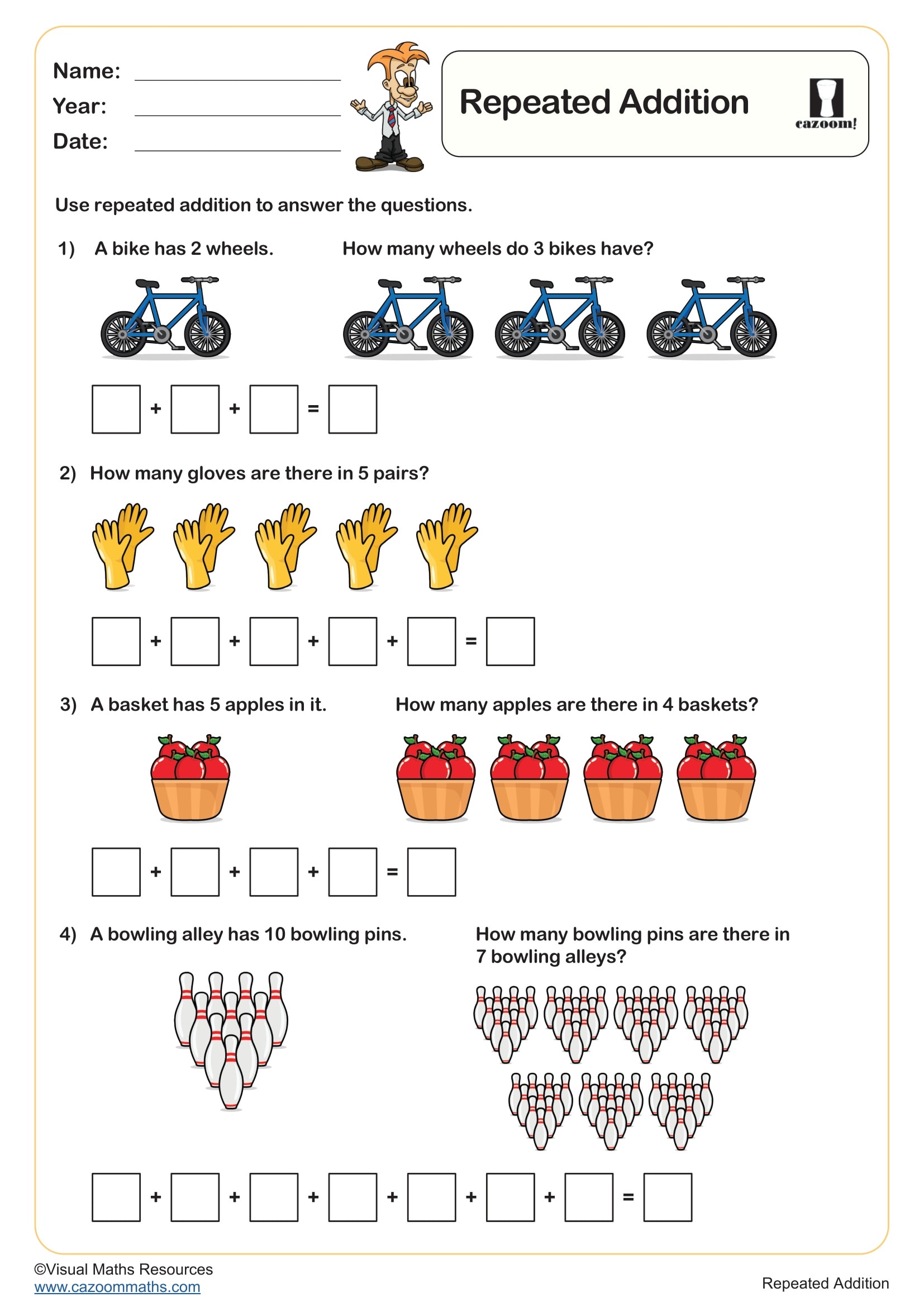 Repeated Addition | Fun and Engaging Year 1 Addition Worksheet