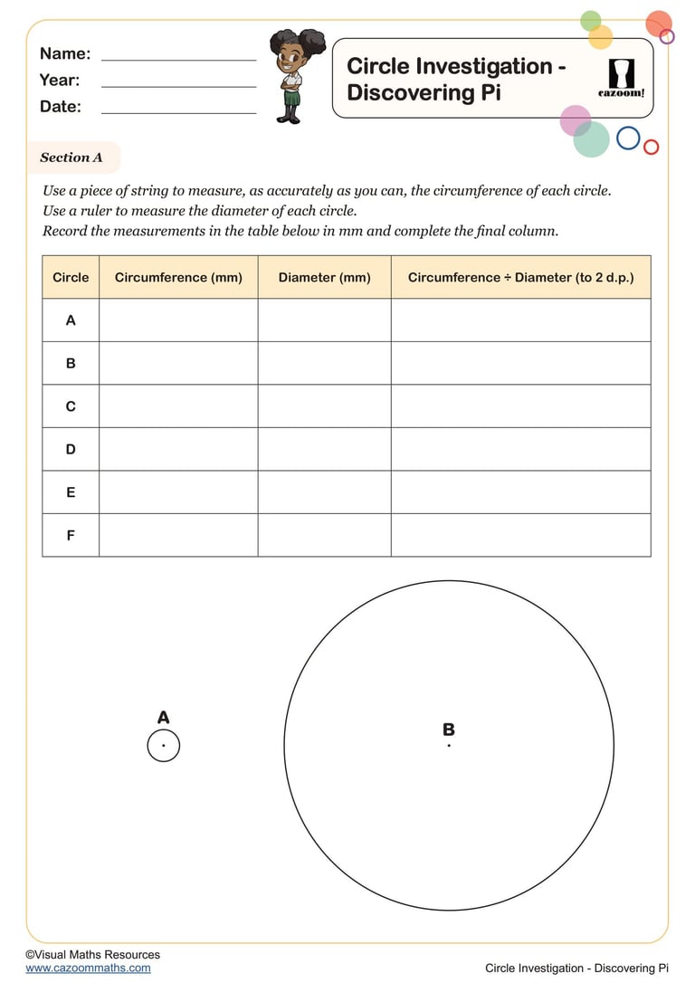 Circle Investigation - Discovering Pi | Fun and Engaging Geometry Worksheet