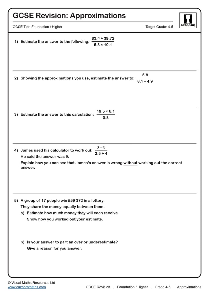 Approximations (B) GCSE Revision Questions | GCSE Revision Questions