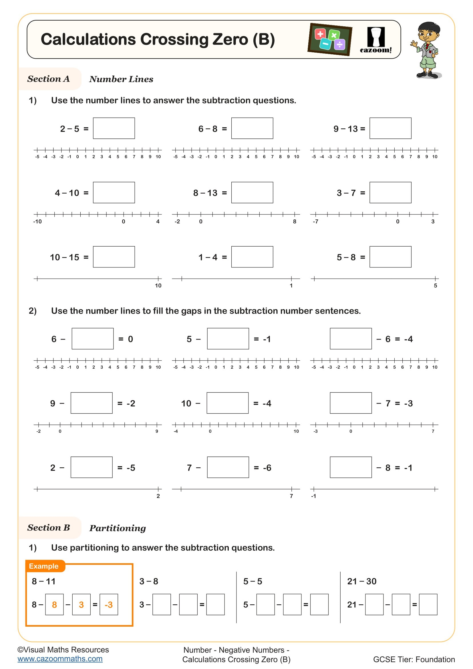 Year 7 Negative Numbers Worksheets | PDF Printable Worksheets