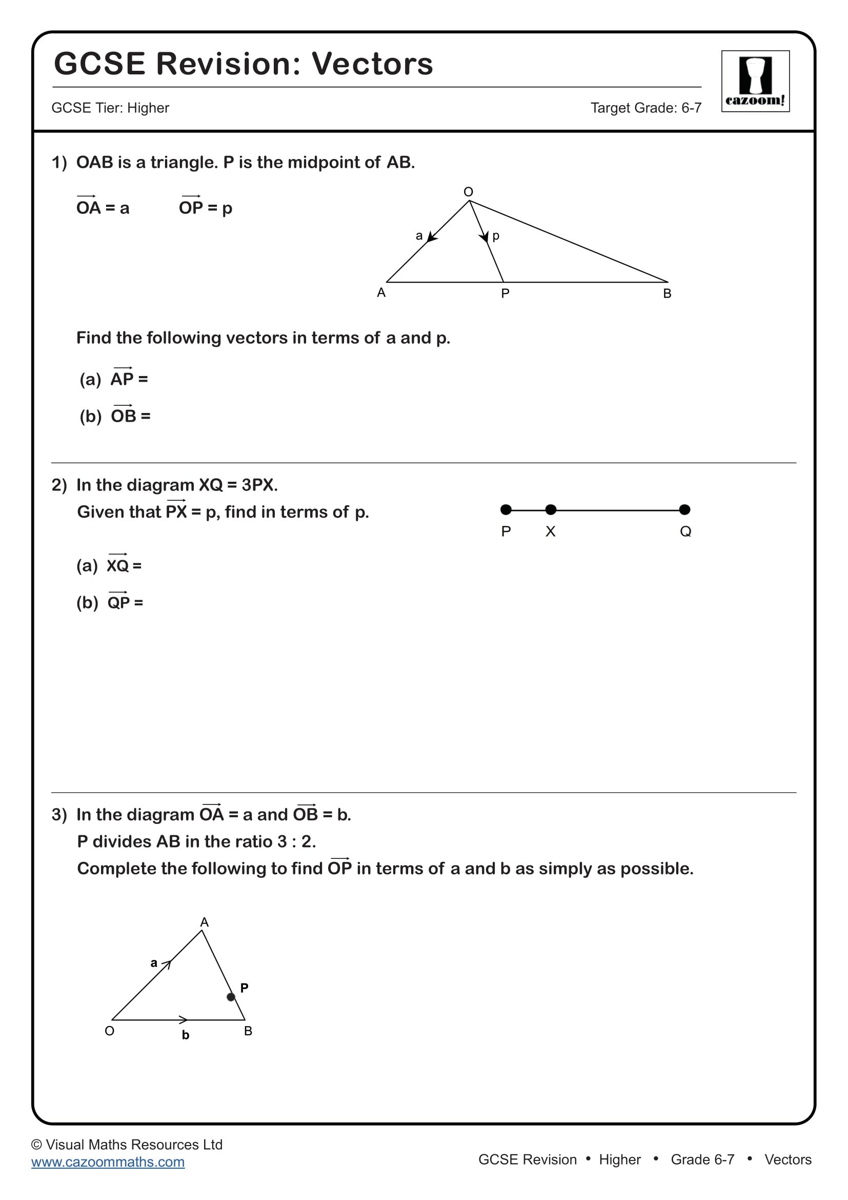 Vectors B GCSE Questions | GCSE Revision Questions