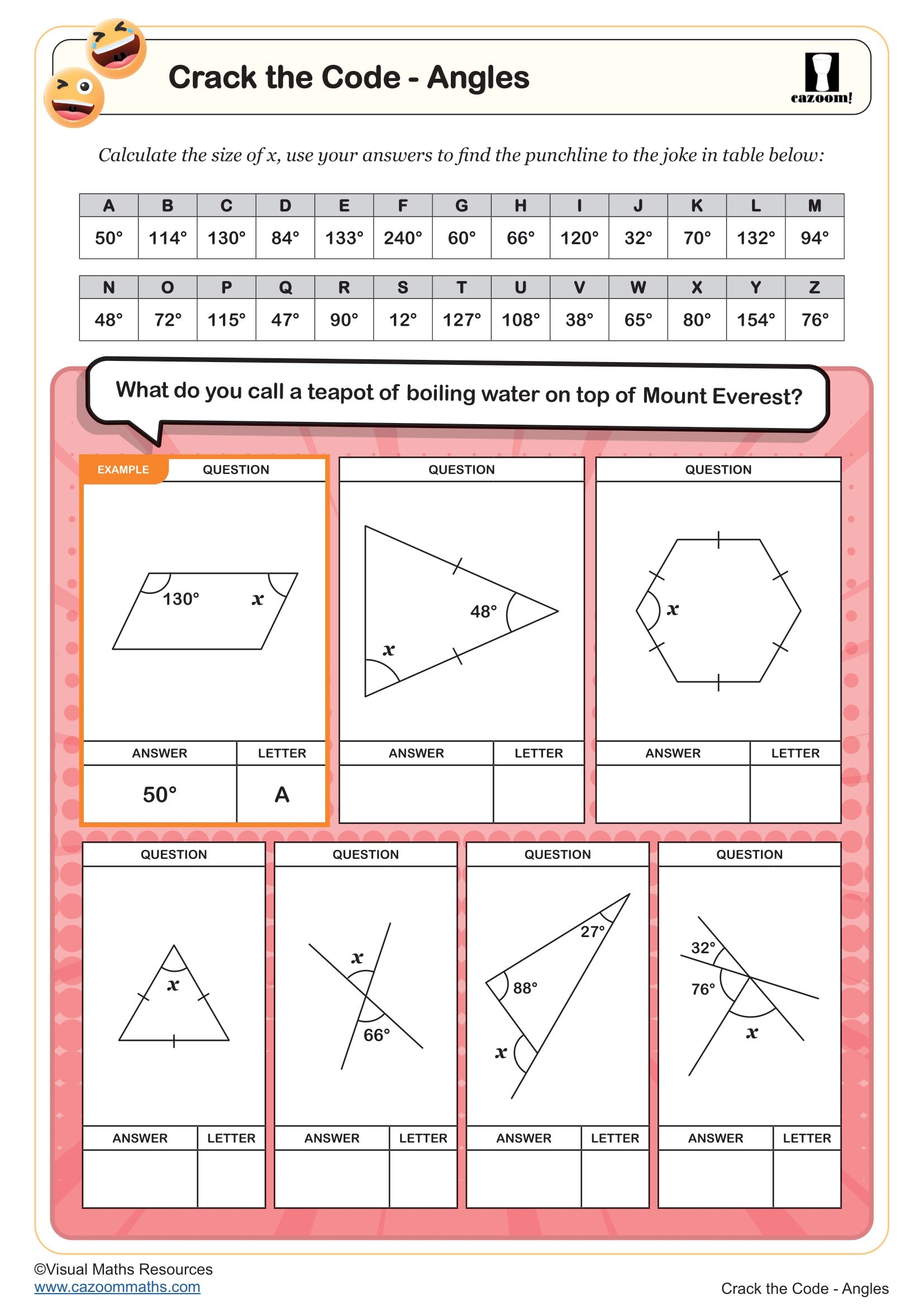 Angles on a Straight Line Worksheet | Fun and Engaging Year 7 and Year ...