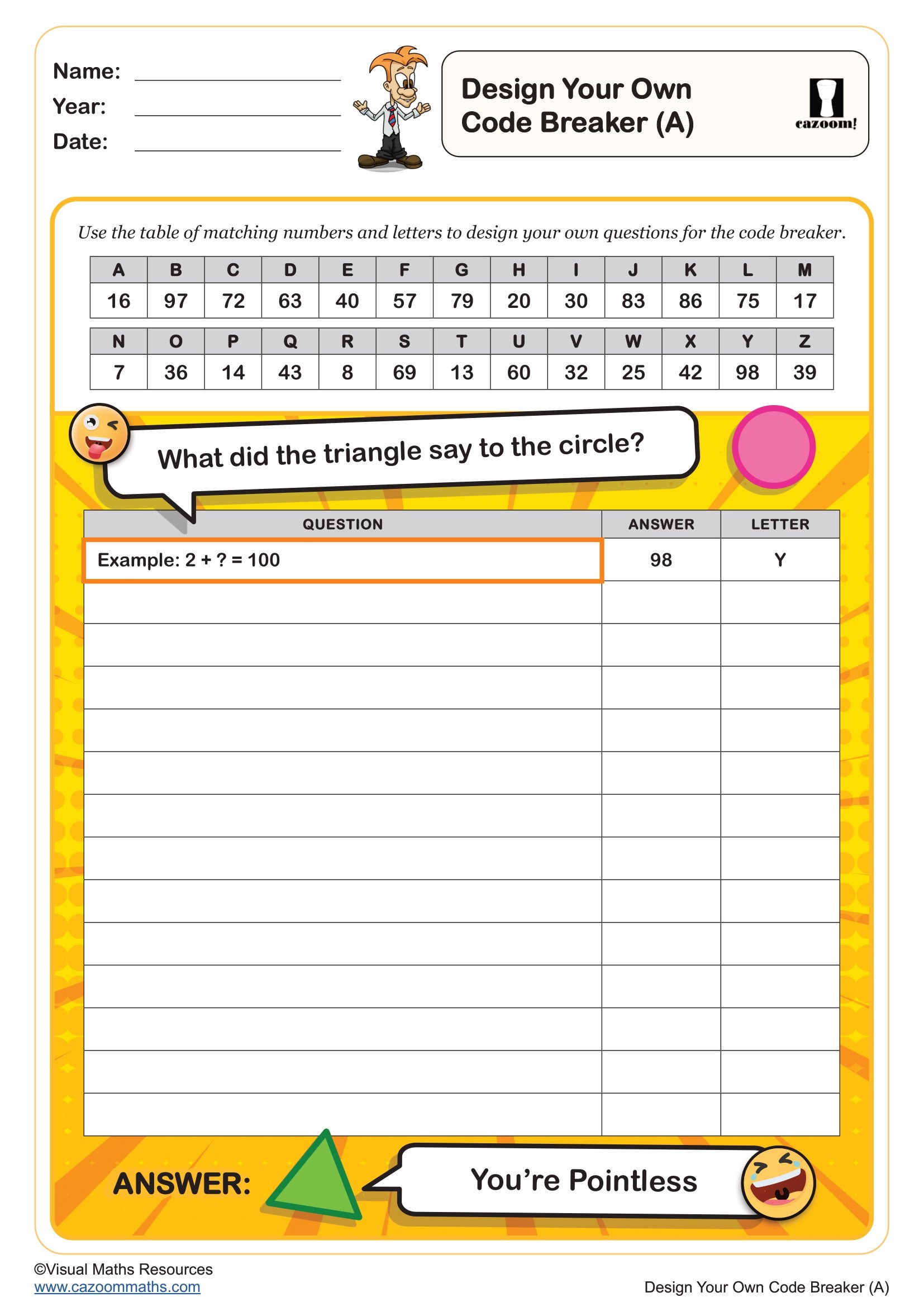 Design Your Own Code Breaker (A) Worksheet | Fun and Engaging Year 2 ...