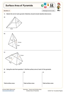 Surface Area of Cylinders Worksheet | Printable PDF for Year 9 and Year ...
