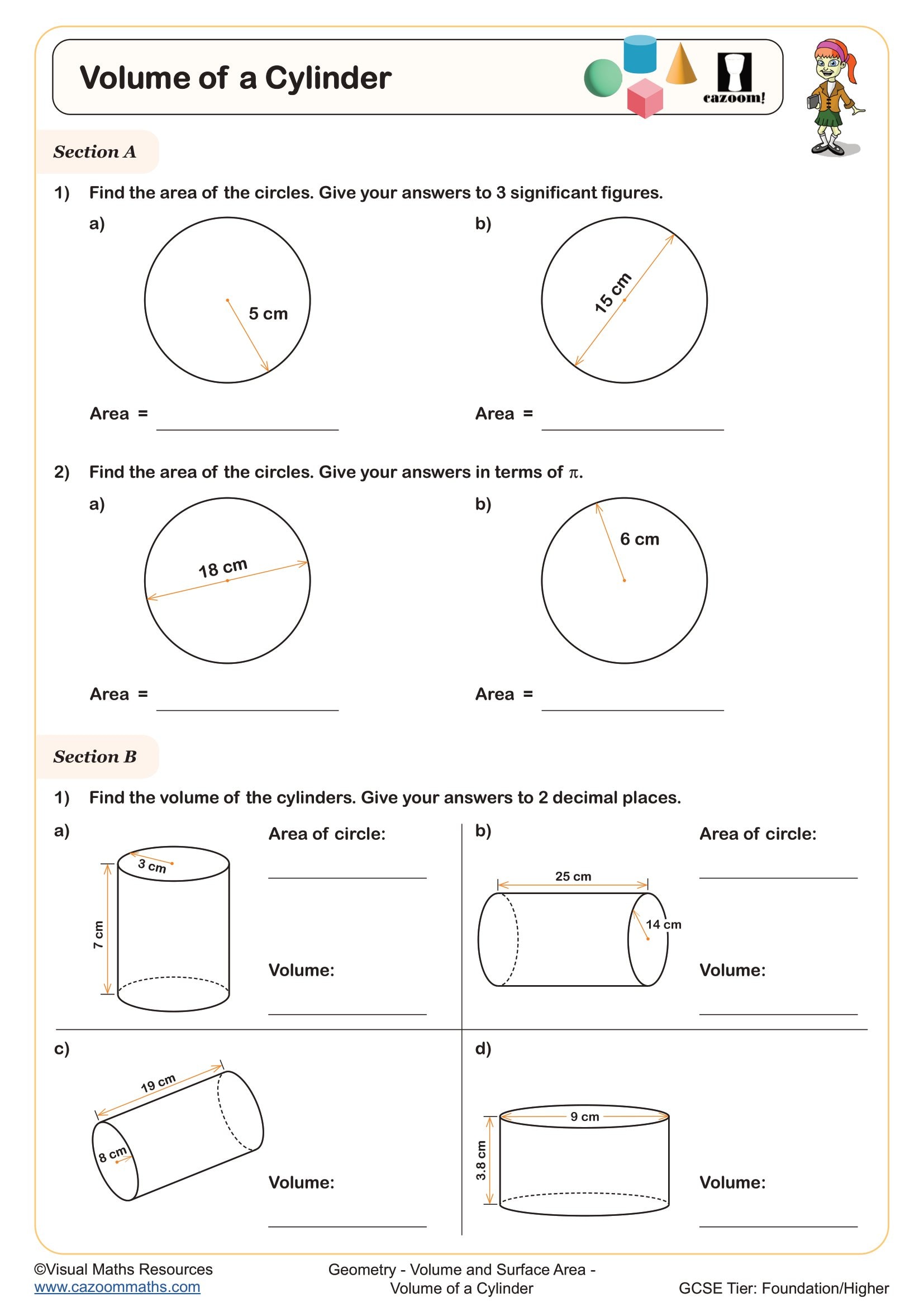 KS3 Volume and Surface Area Worksheets | PDF Printable Worksheets