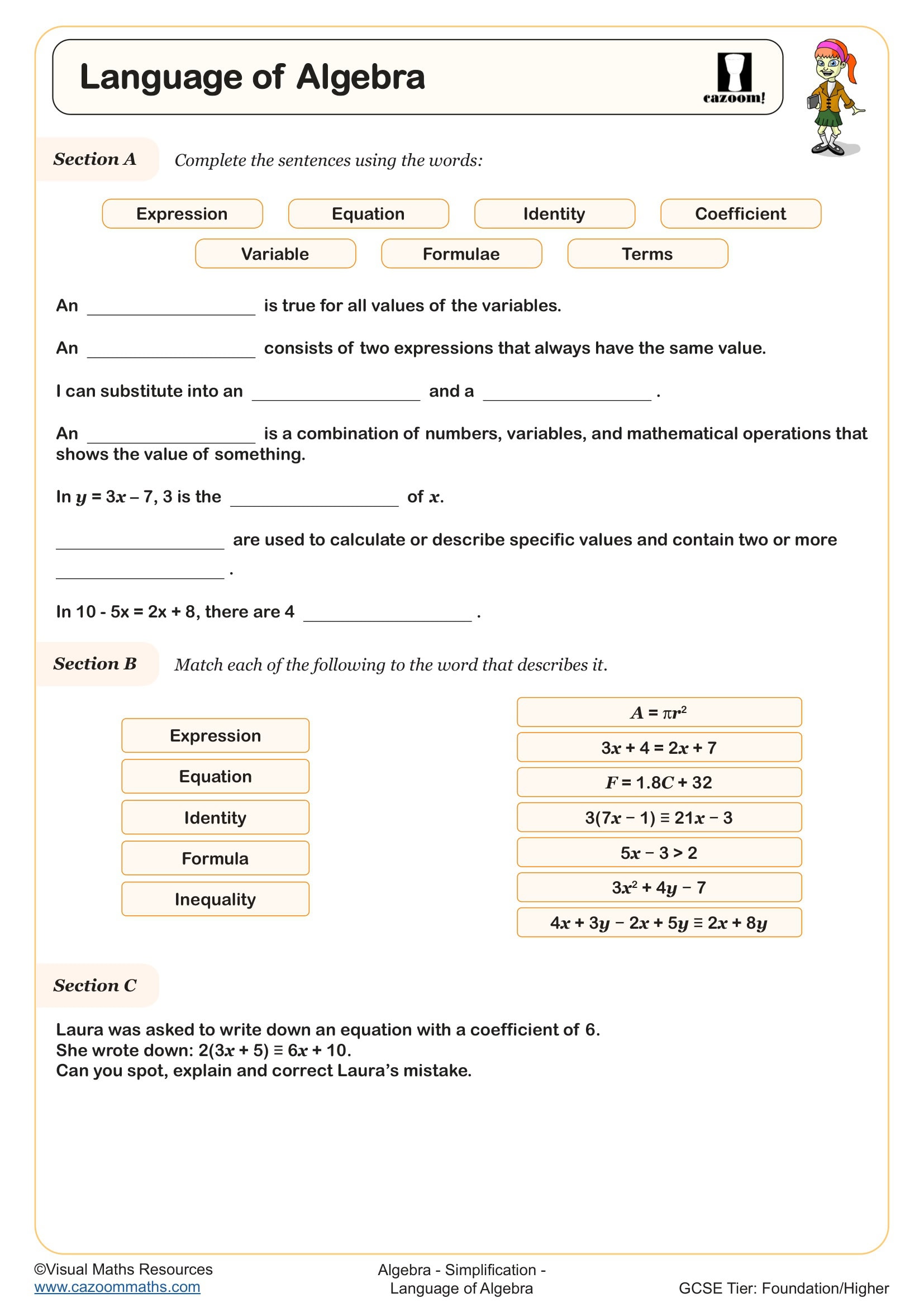 Cazoom Maths Worksheets - Printable Maths Worksheets