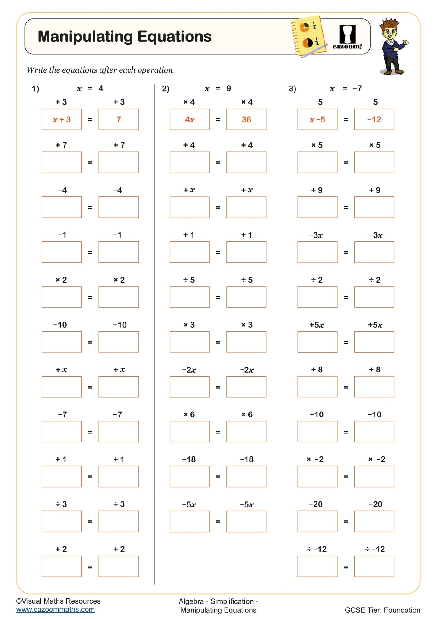 Multiply and Divide Algebraic Fractions (A) Worksheet | Fun and ...