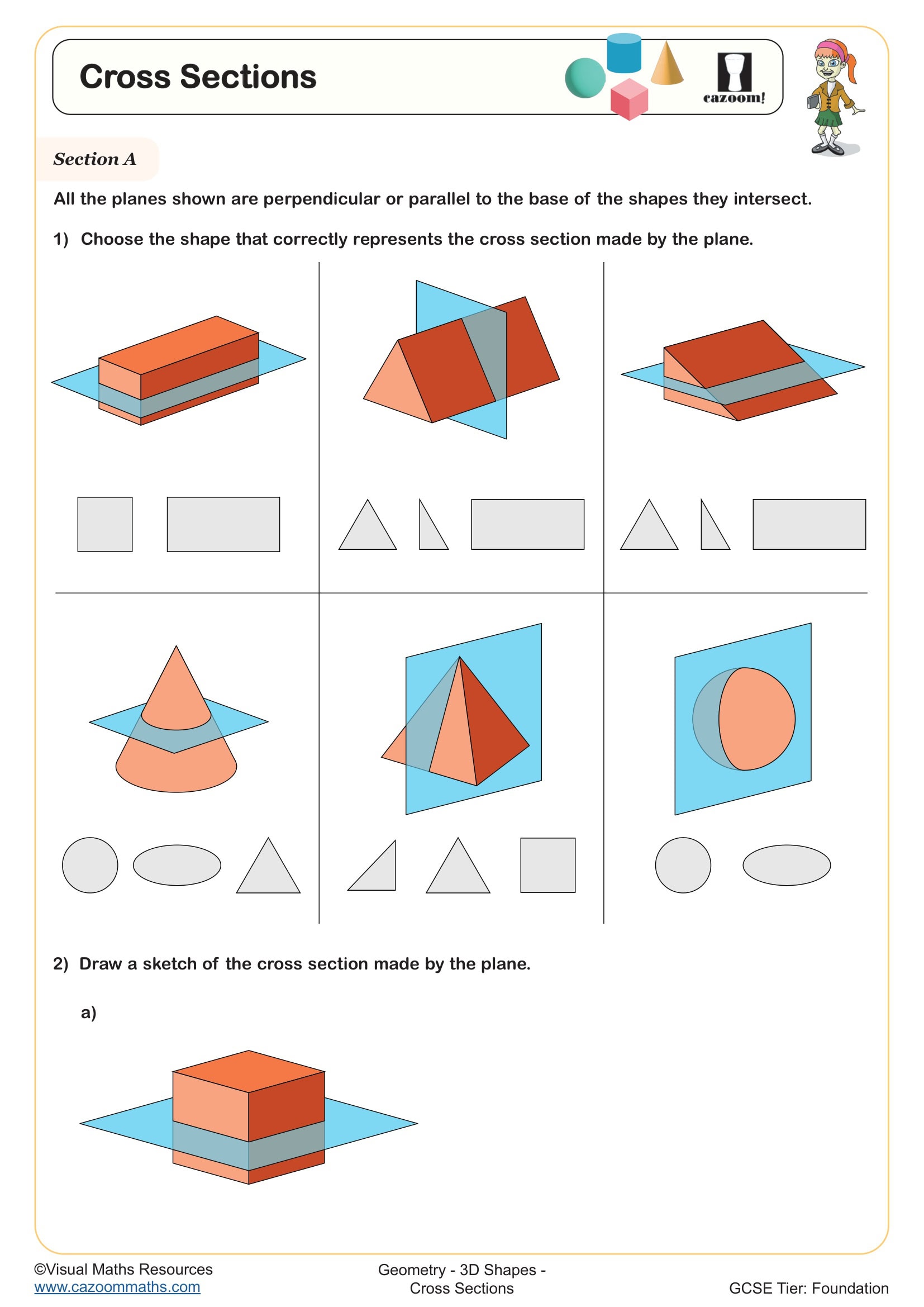 KS3 and KS4 3D Shapes Worksheets - Master 3D Geometry with Cazoom Maths