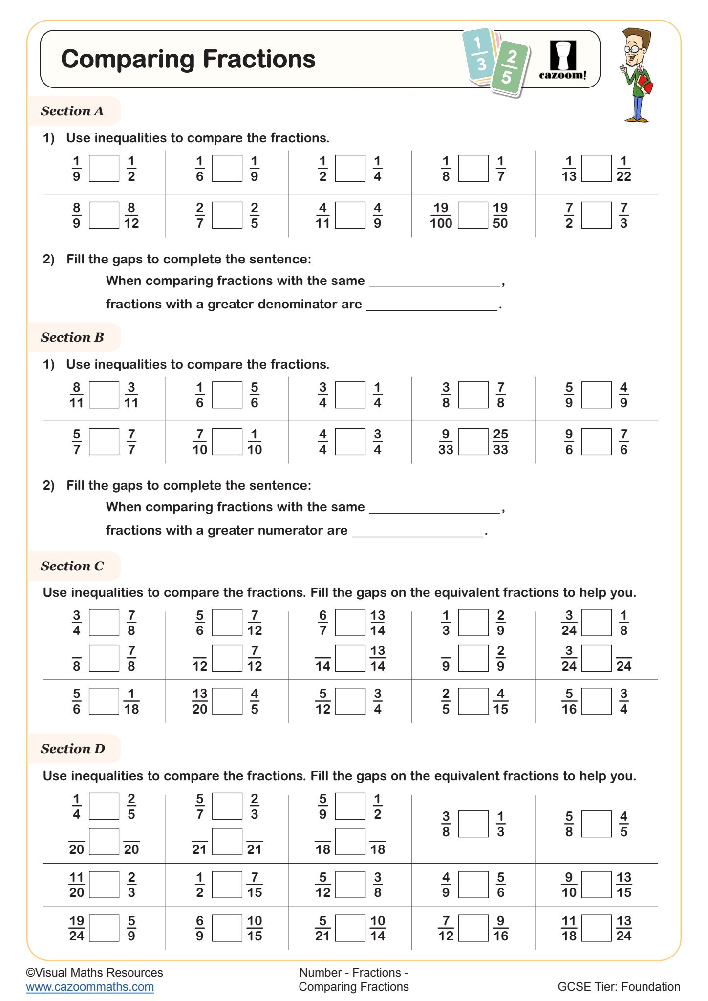 Fractions Worksheets - Equivalent Fractions Worksheet - Printable ...