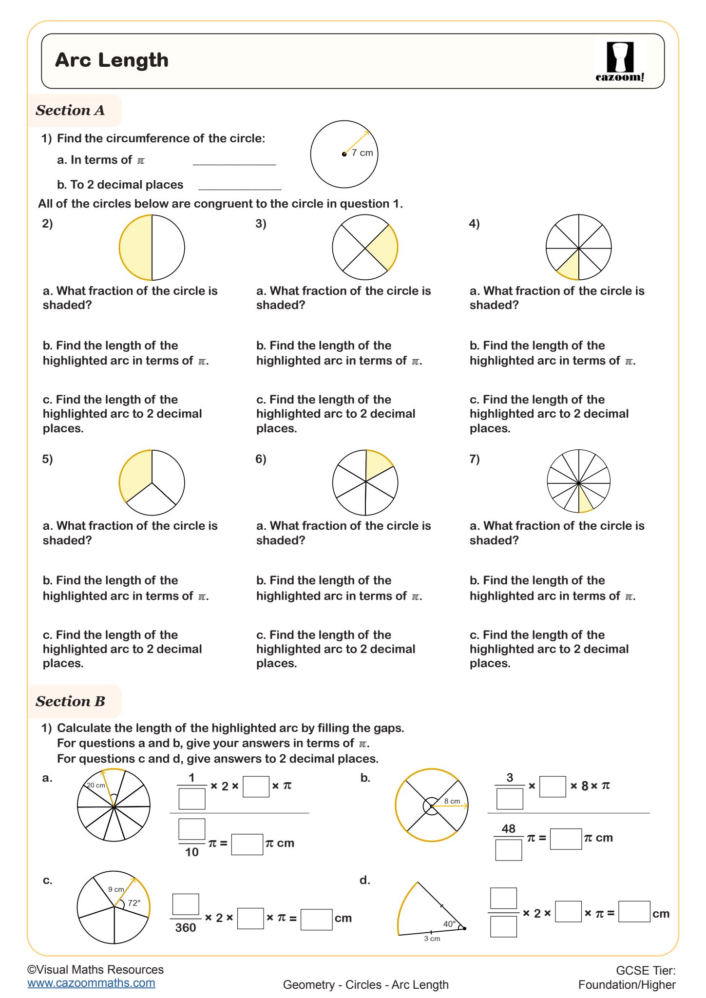 Year 10 Circles Worksheets | PDF Printable Worksheets
