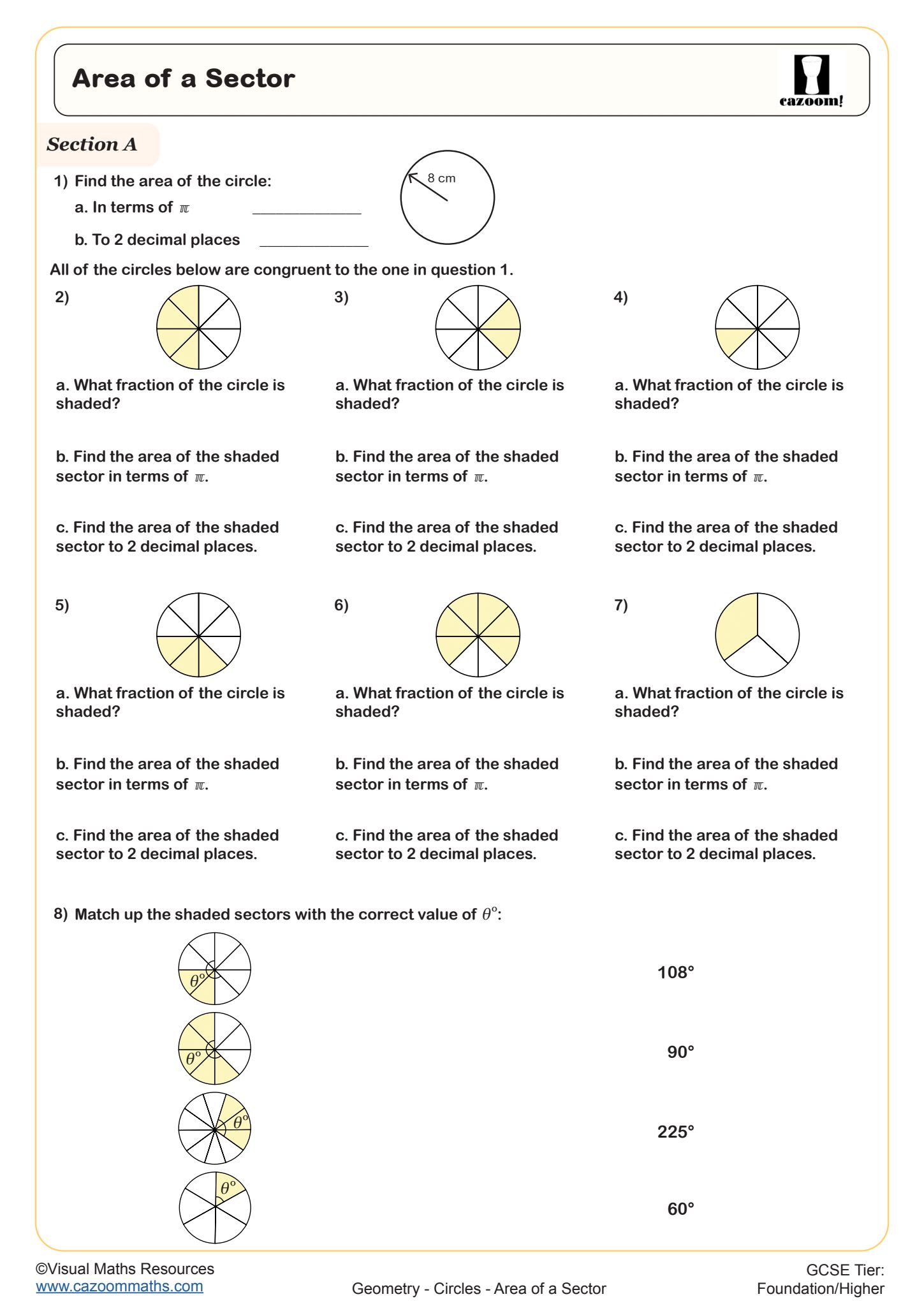 Year 10 Circles Worksheets | PDF Printable Worksheets