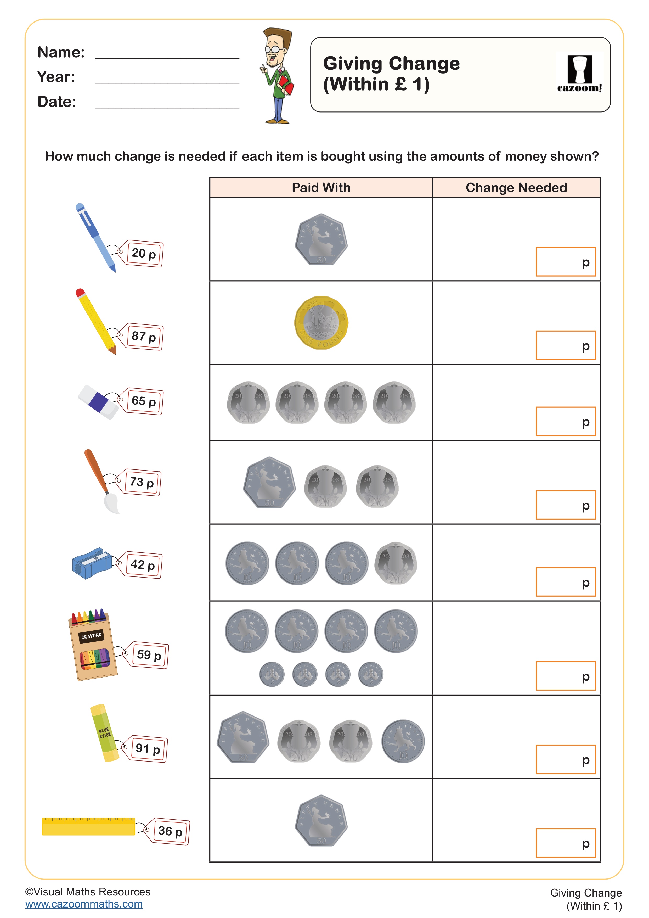 Year 2 Money Worksheets | PDF Printable Worksheets