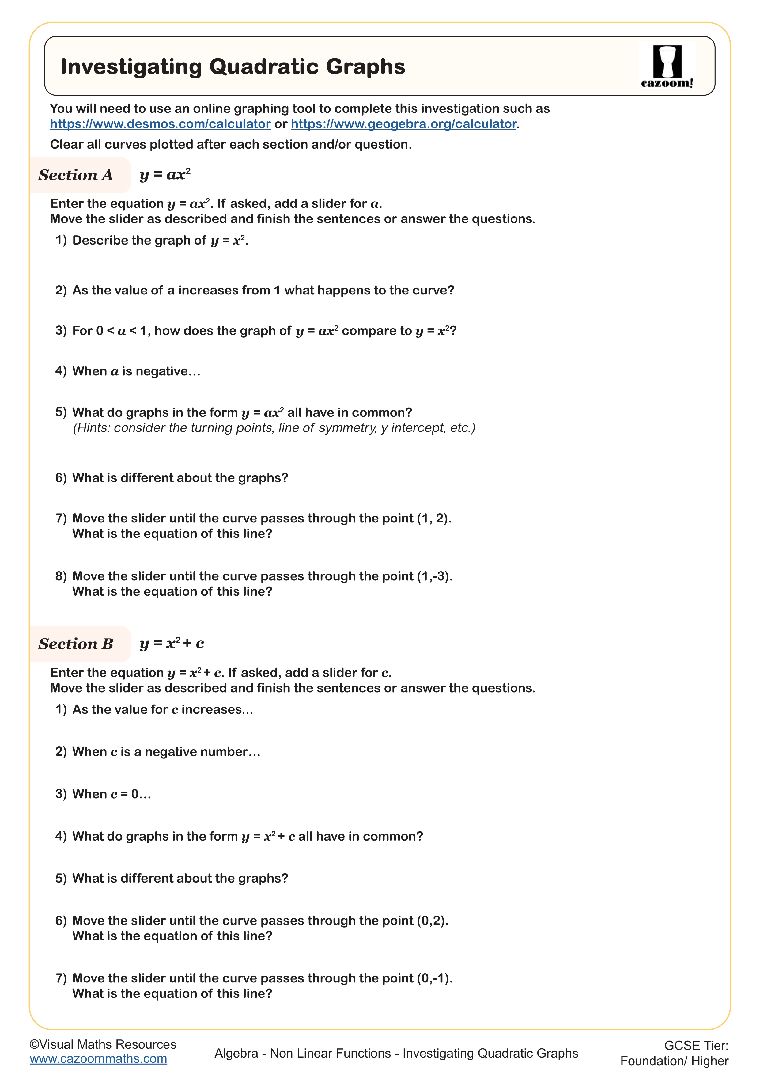 New KS3 and KS4 Maths Worksheets | PDF Worksheets | Cazoom Maths