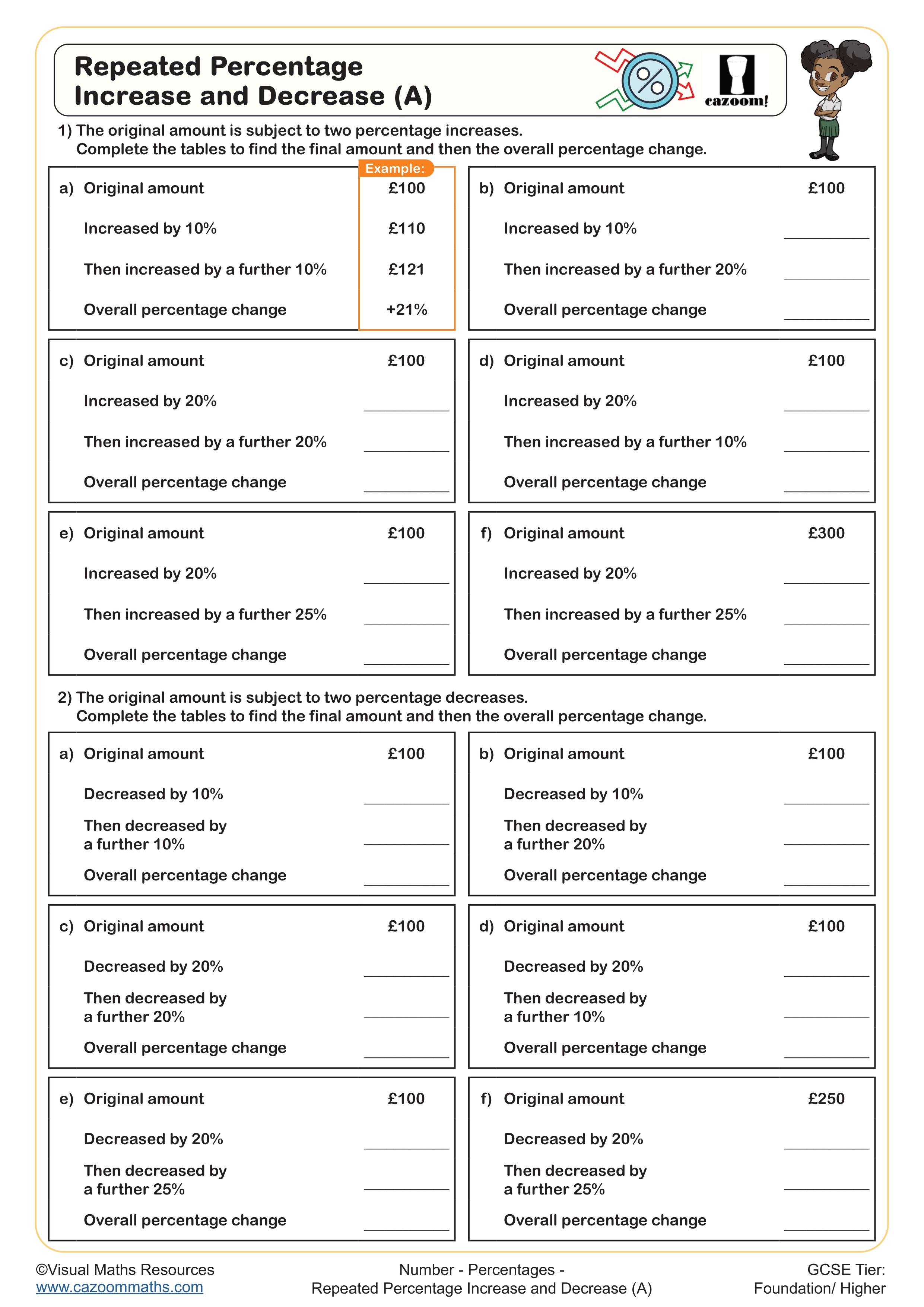 Year 8 Percentages Worksheets | PDF Printable Worksheets