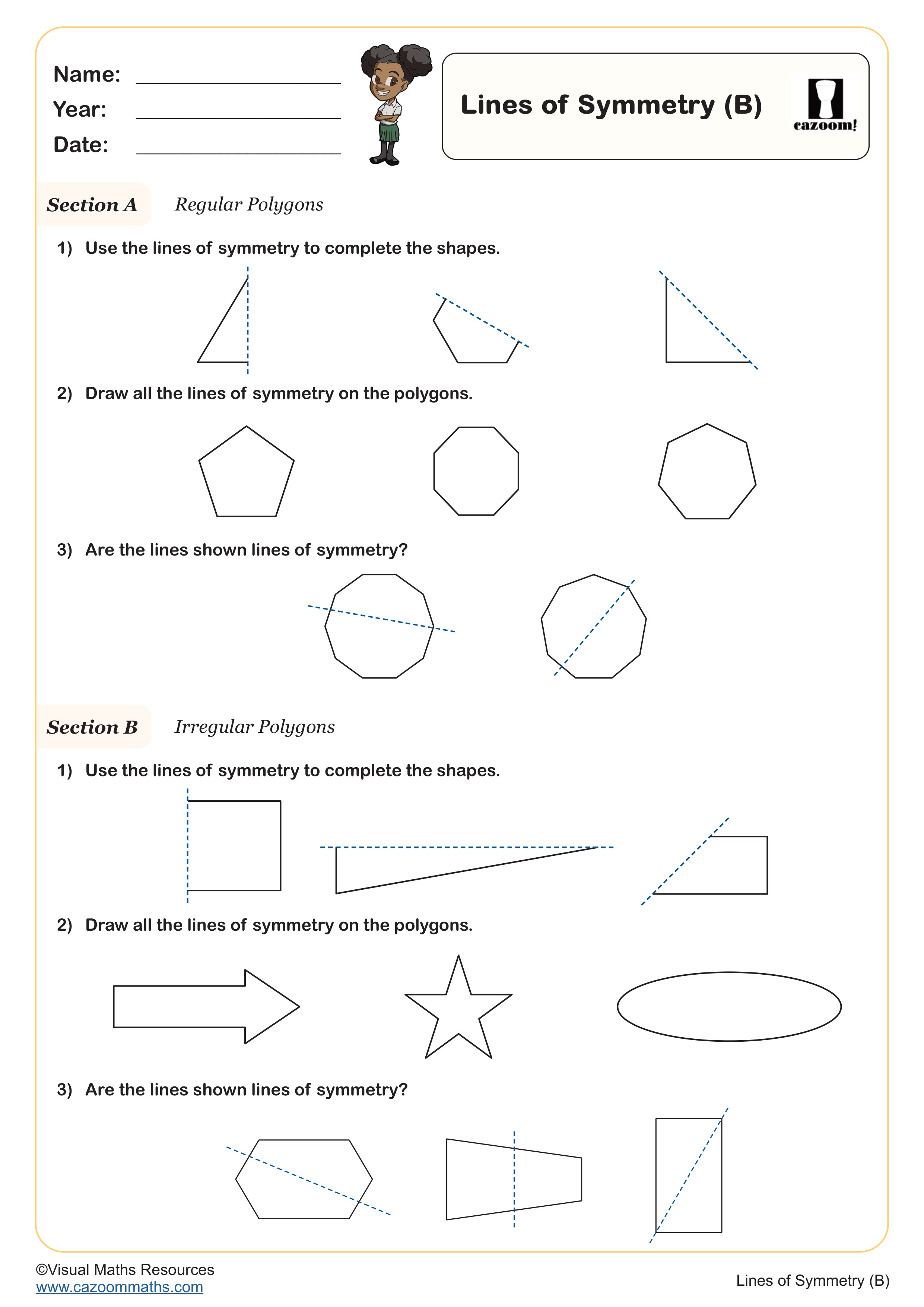 Lines of Symmetry Worksheet | Fun and Engaging Year 4 Geometry Worksheet