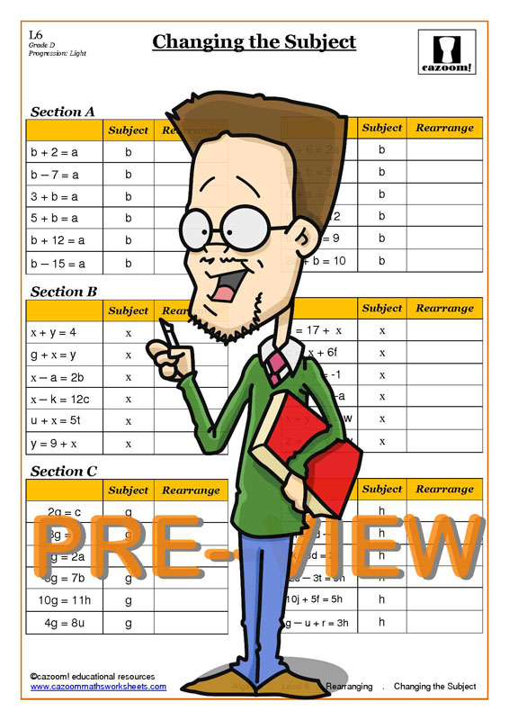 Year 7 Algebra Worksheets, Printable Math Worksheets