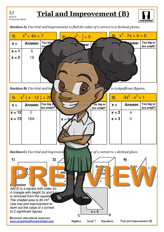 Solving Equations Worksheets | Cazoom Maths Worksheets