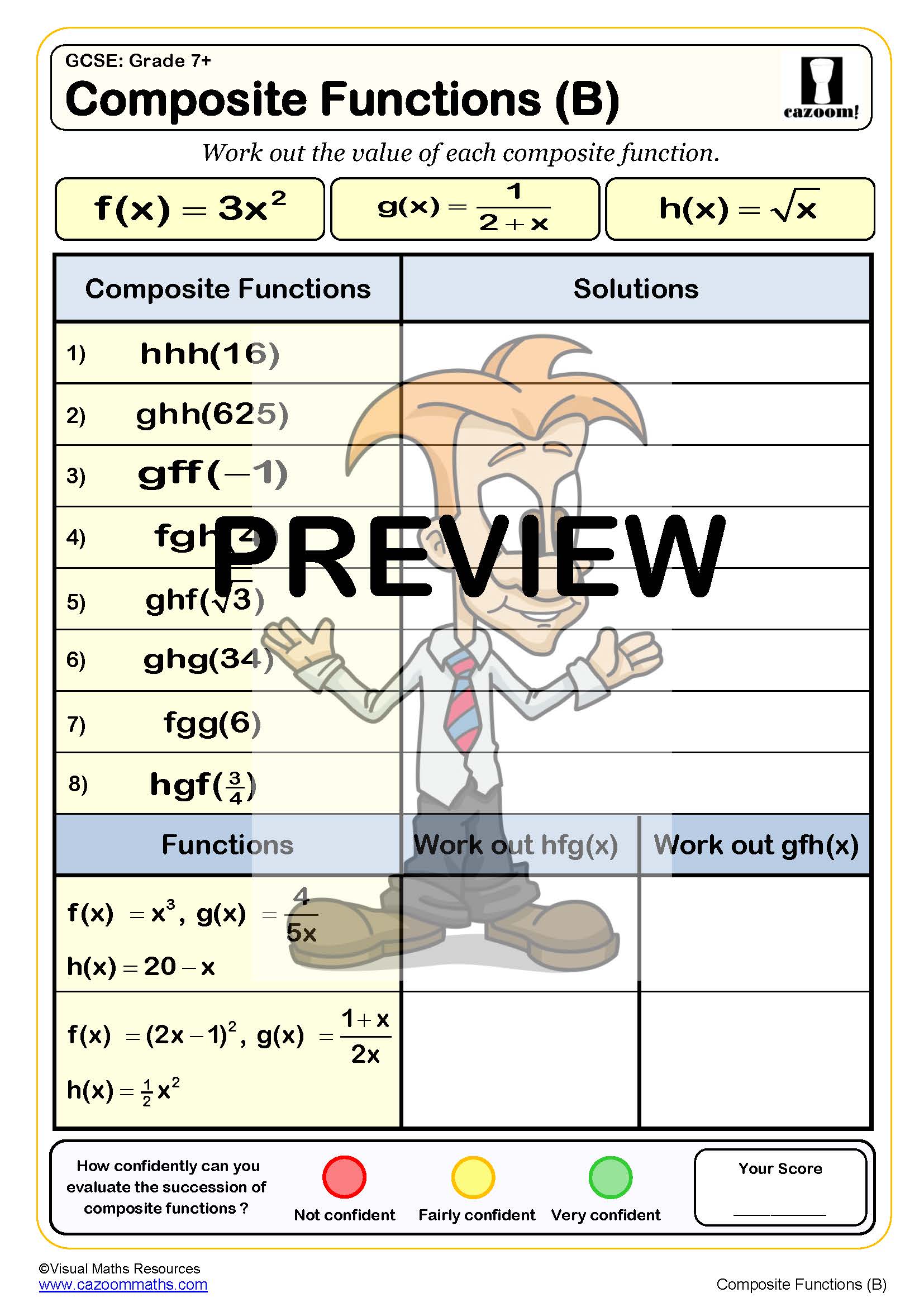 Functions Worksheets | Cazoom Maths