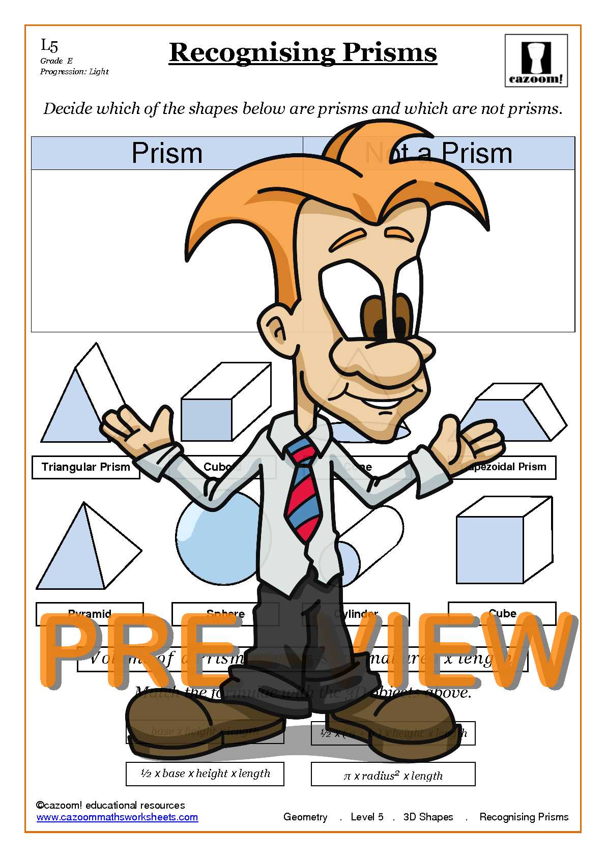Volume and Surface Area | Cazoom Maths Worksheets