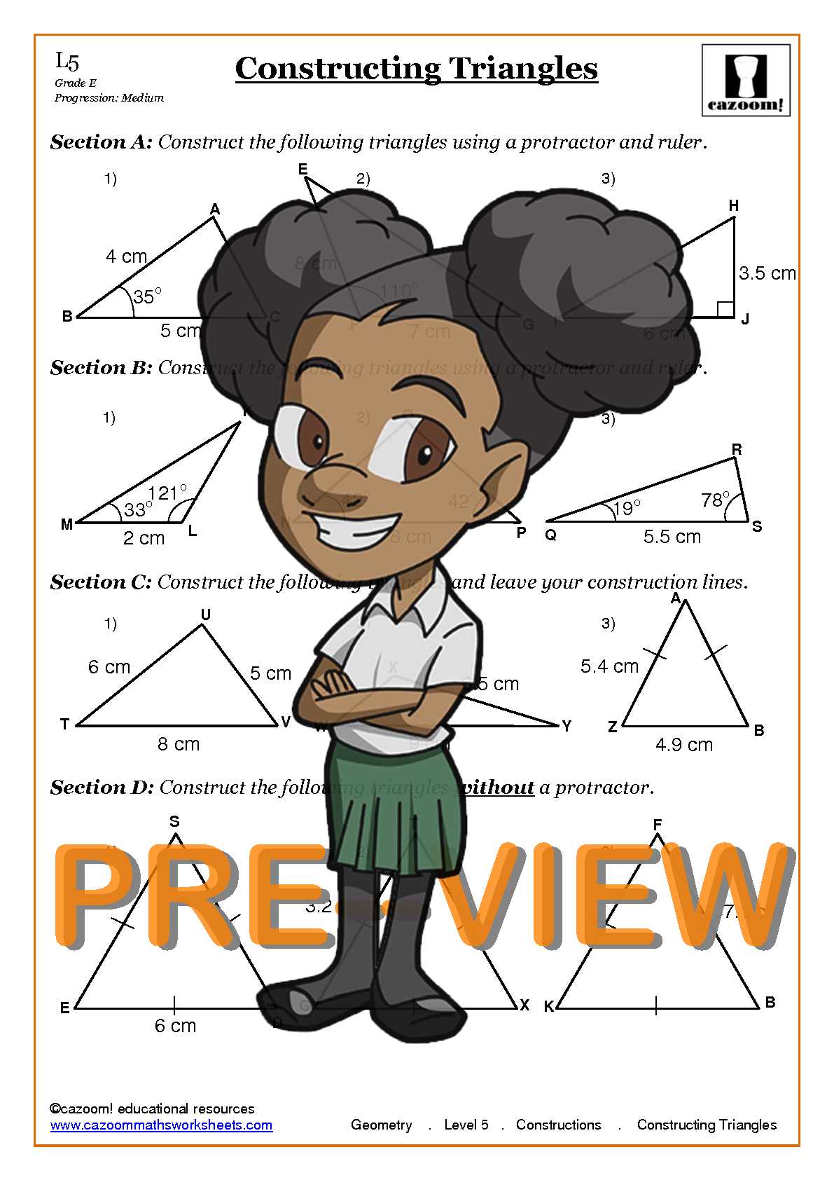 KS3 and KS4 Construction Worksheets - Printable Constructing Triangles ...