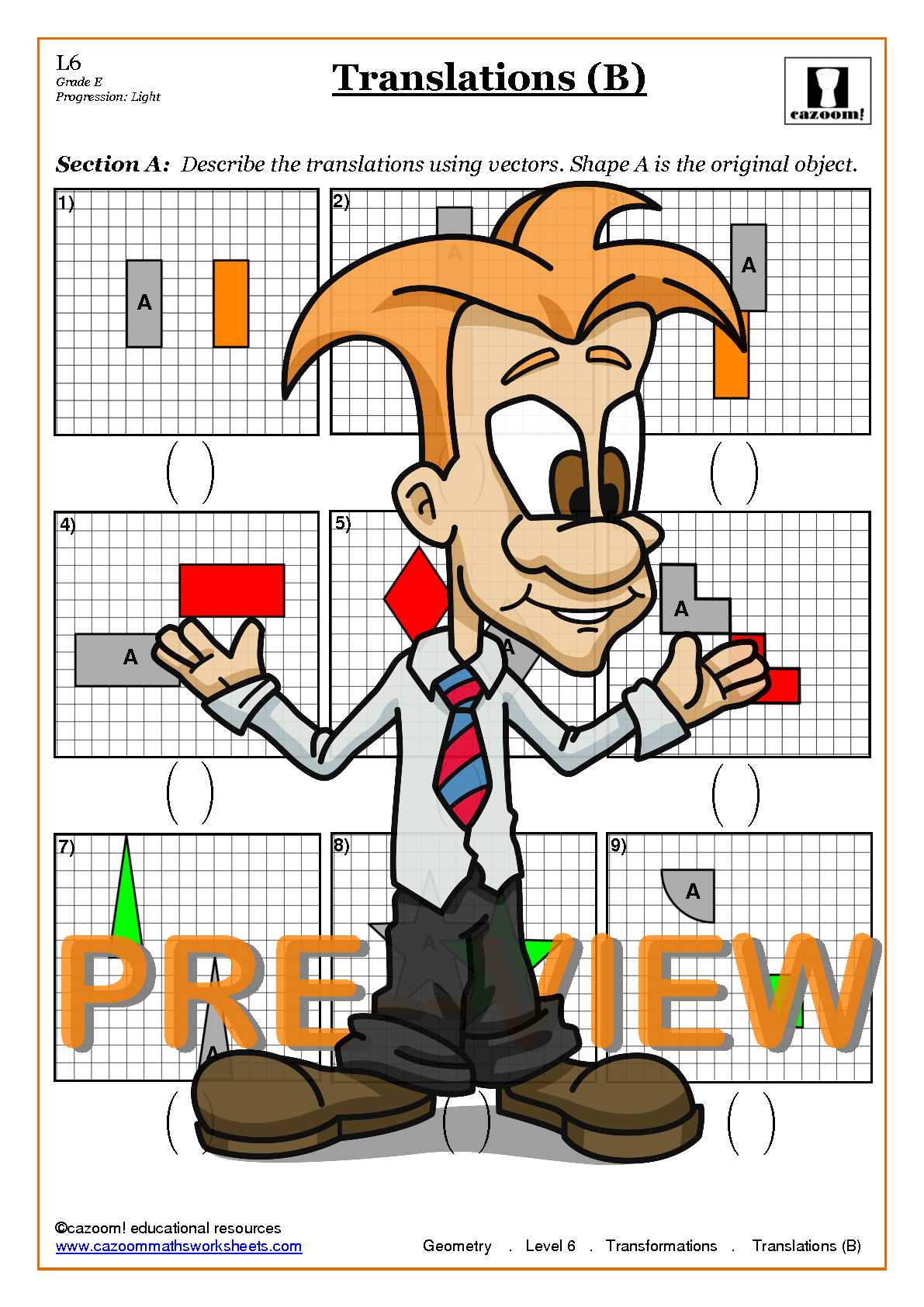 Transformations Worksheets with Answers | Cazoom Maths Worksheets