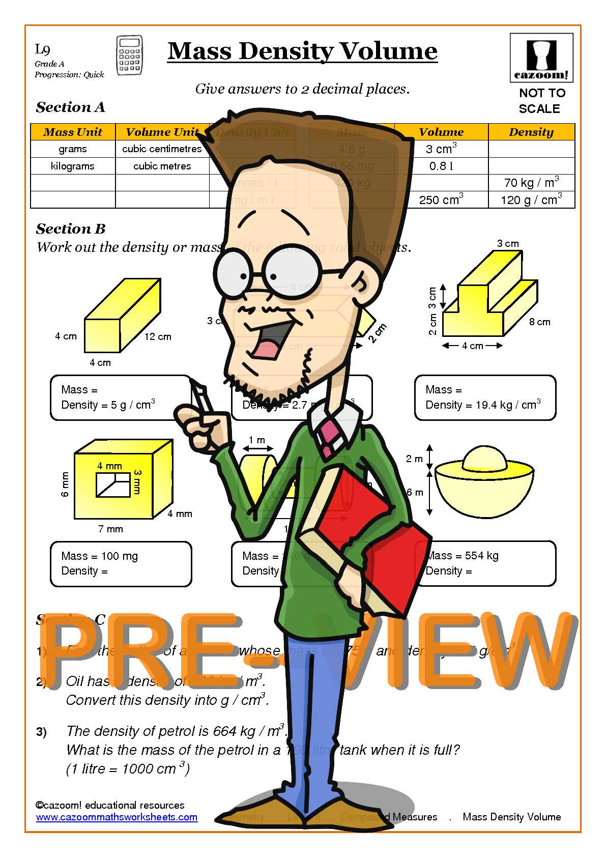 Compound Measures (Worksheets & Answers) | Cazoom Maths