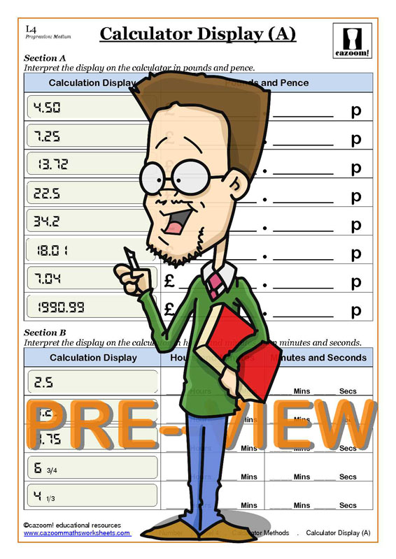 Calculator Methods Worksheets | Cazoom Maths Worksheets