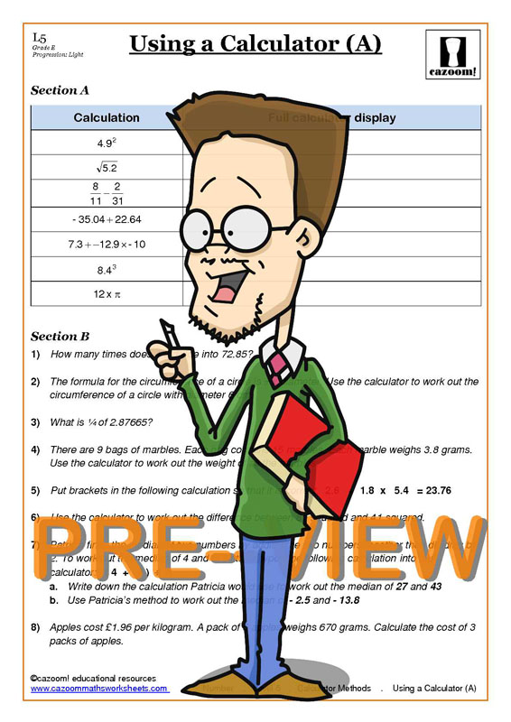 Calculator Methods Worksheets | Cazoom Maths Worksheets