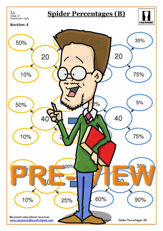 KS3 and KS4 Percentages Worksheets | Cazoom Maths Worksheets