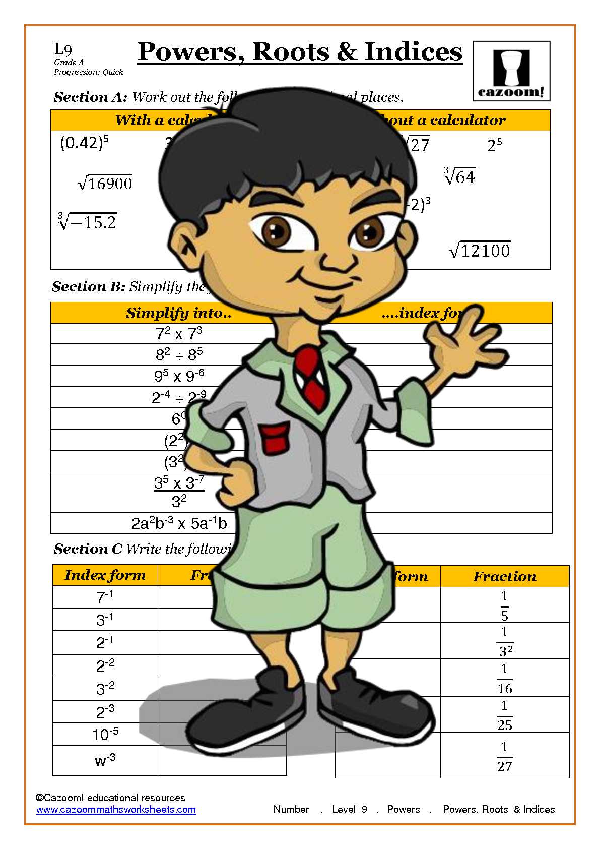 Powers Worksheet KS3 | Laws of Exponents Worksheets