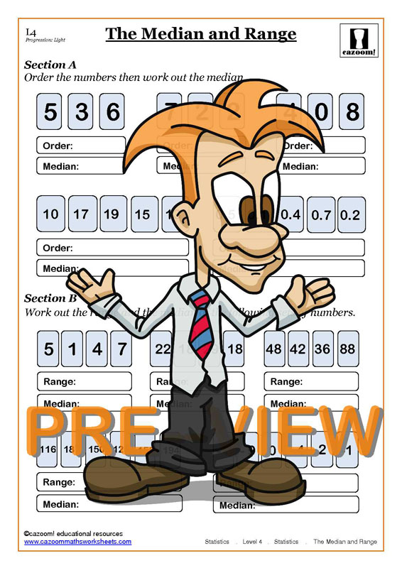 Mean Median And Mode Worksheets | Cazoom Maths