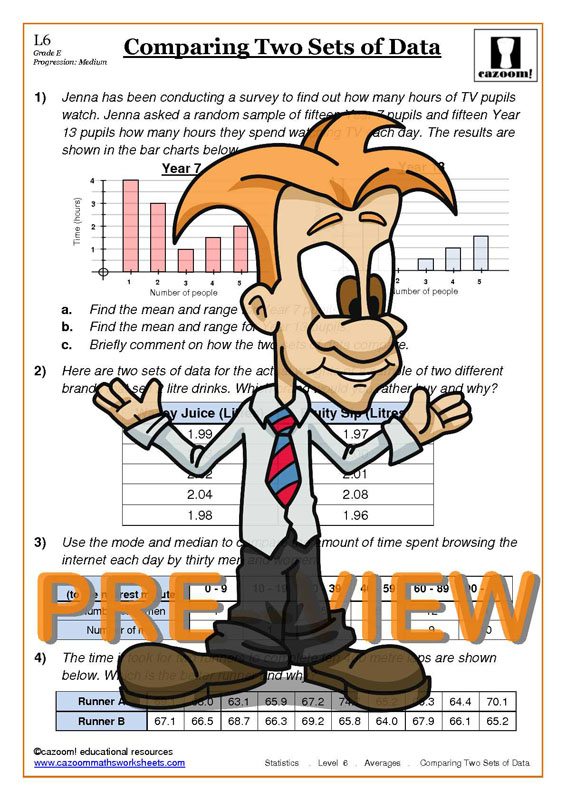 Mean Median And Mode Worksheets | Cazoom Maths